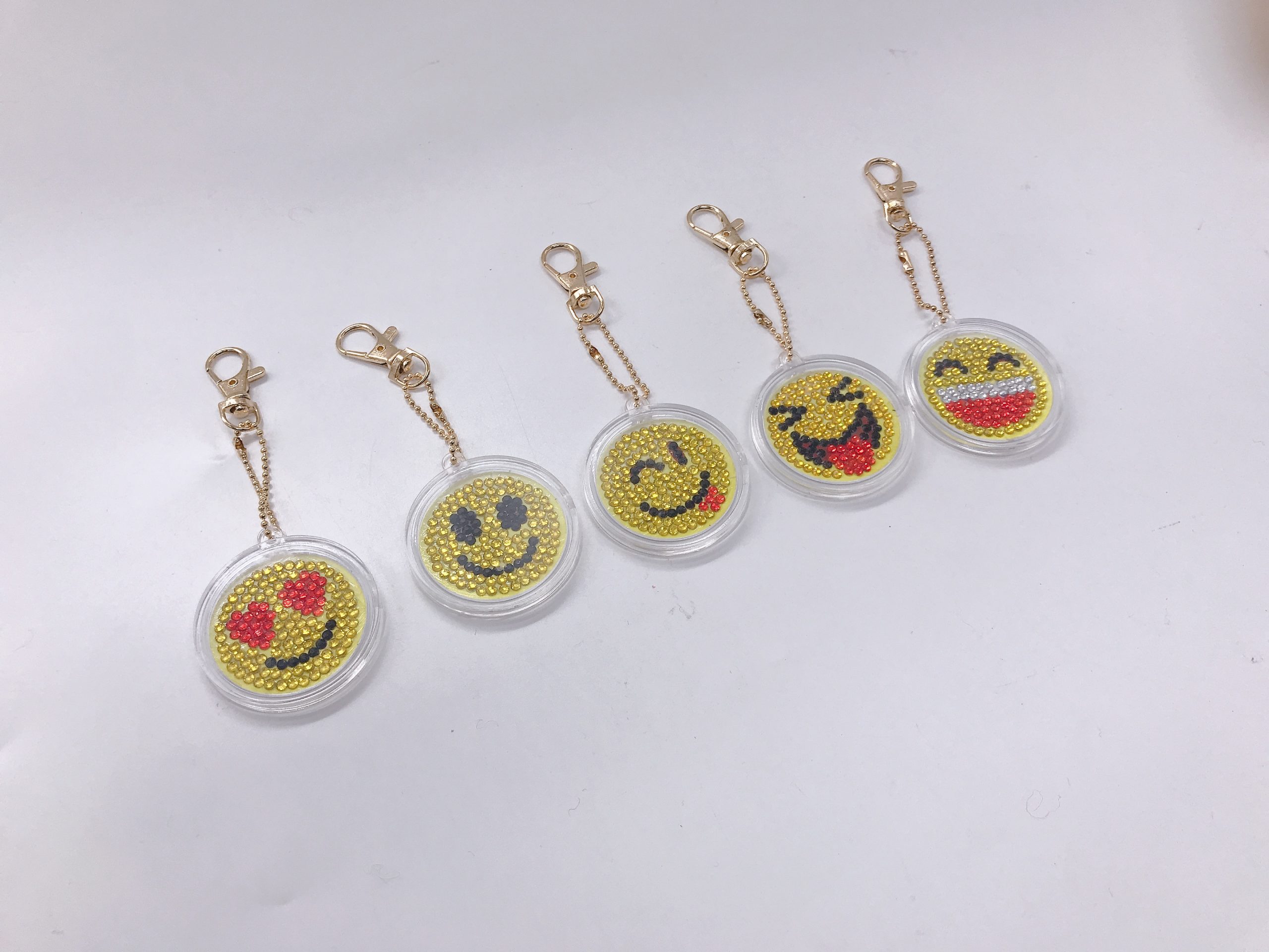 5 pc Emoji Double Sided Keychain Set. Party Fun!