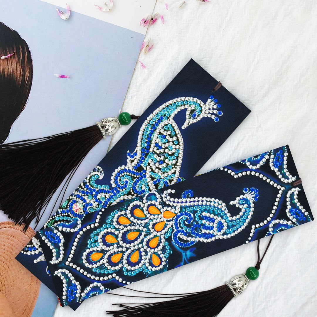 Blue Peacock Bookmark