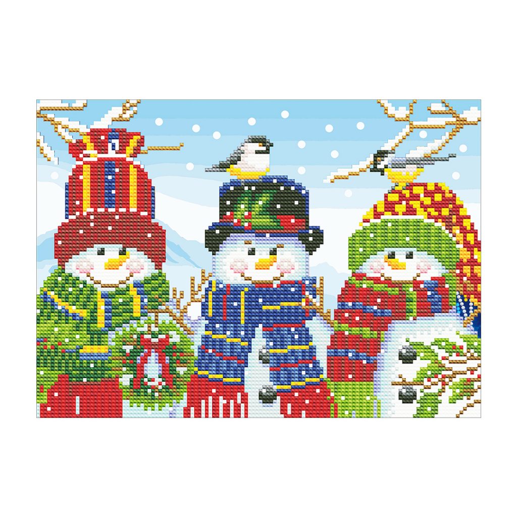 Three Snowmen Crystal HYBRID Paint by Numbers & Diamond Paint